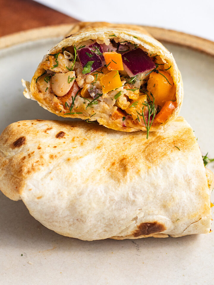Vegan Caesar Oyster Mushroom Chickpea Wrap - Avocado Skillet