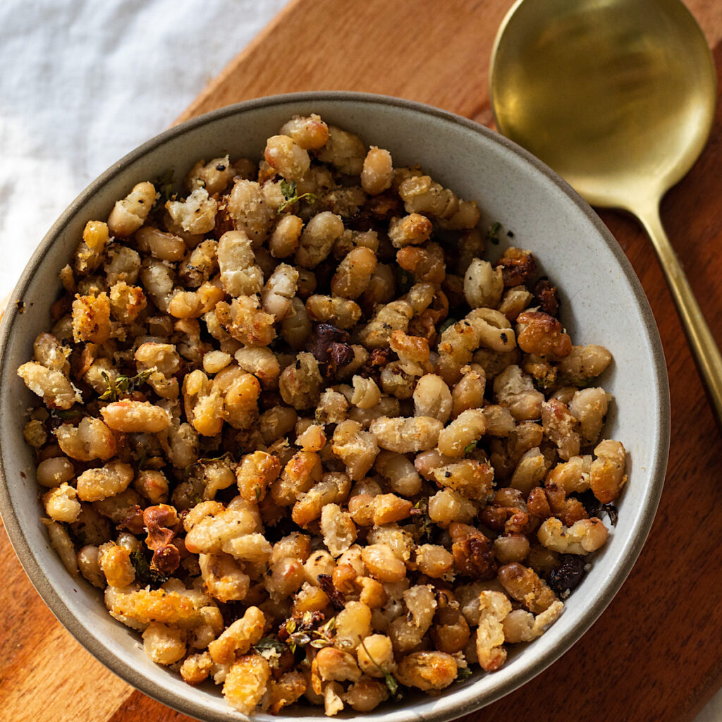 Roasted Crispy White Beans with Garlic and Thyme - Avocado Skillet