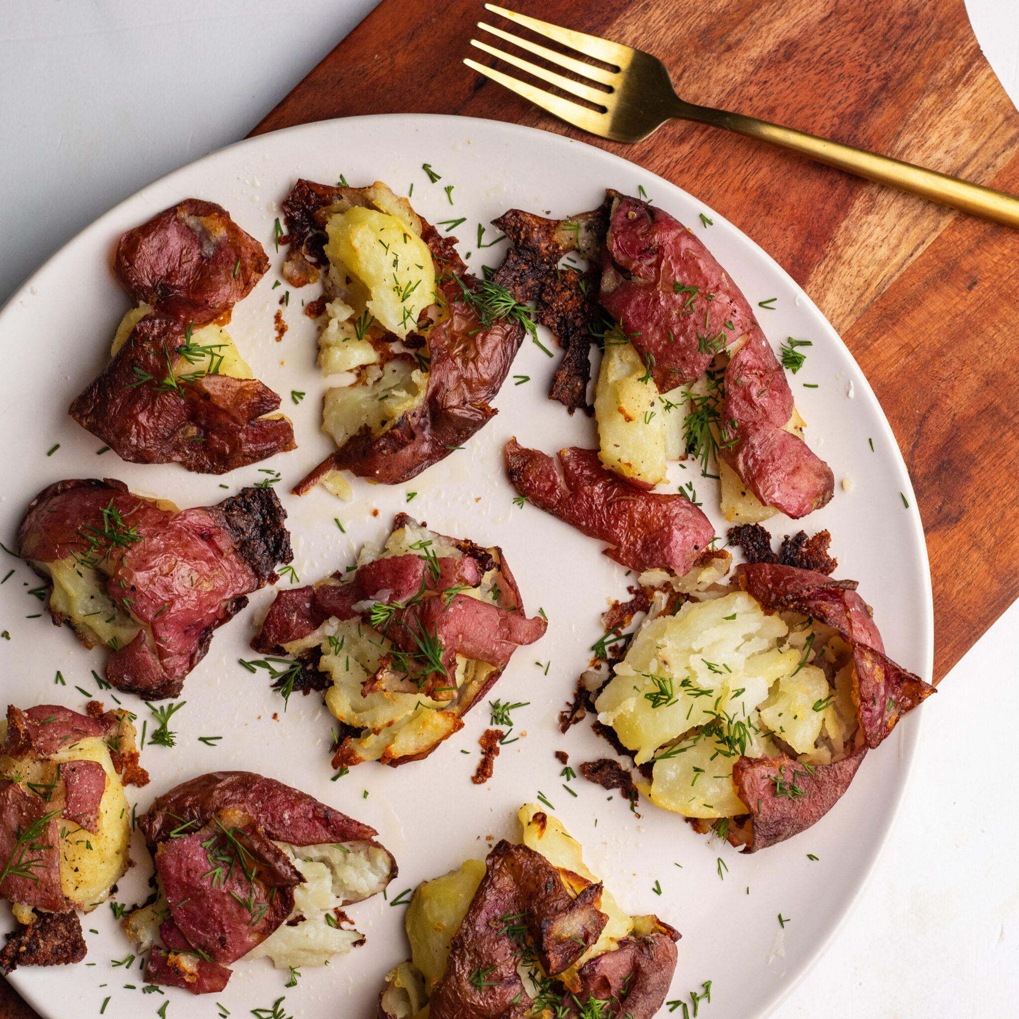 Dill Pickle Smashed Potatoes - Avocado Skillet