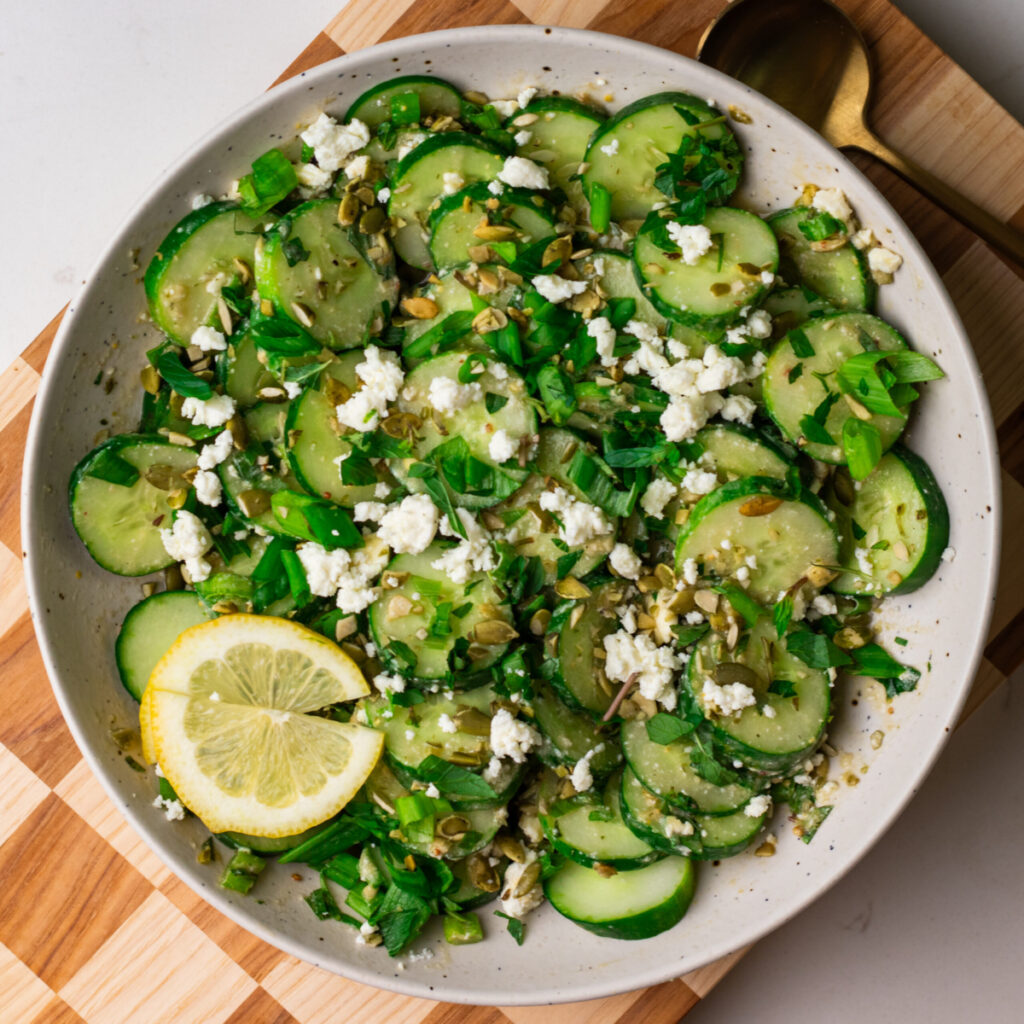 Cucumber Crunch Salad with Tahini Dressing - Avocado Skillet