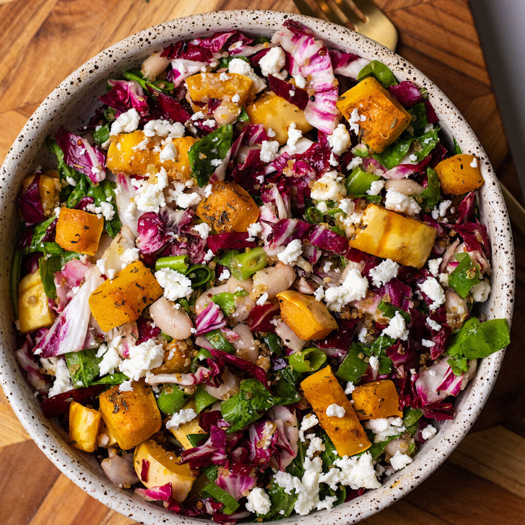 Arugula Fall Harvest Salad with Crispy Quinoa - Avocado Skillet